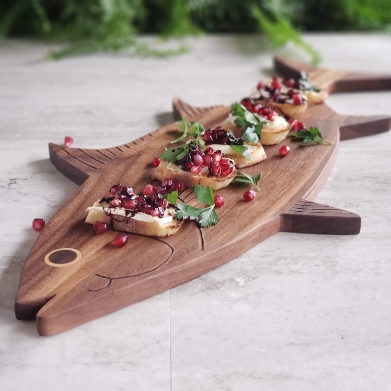 Serving Board Fish Shape Coastal Fish Decor Walnut Wood - Etsy