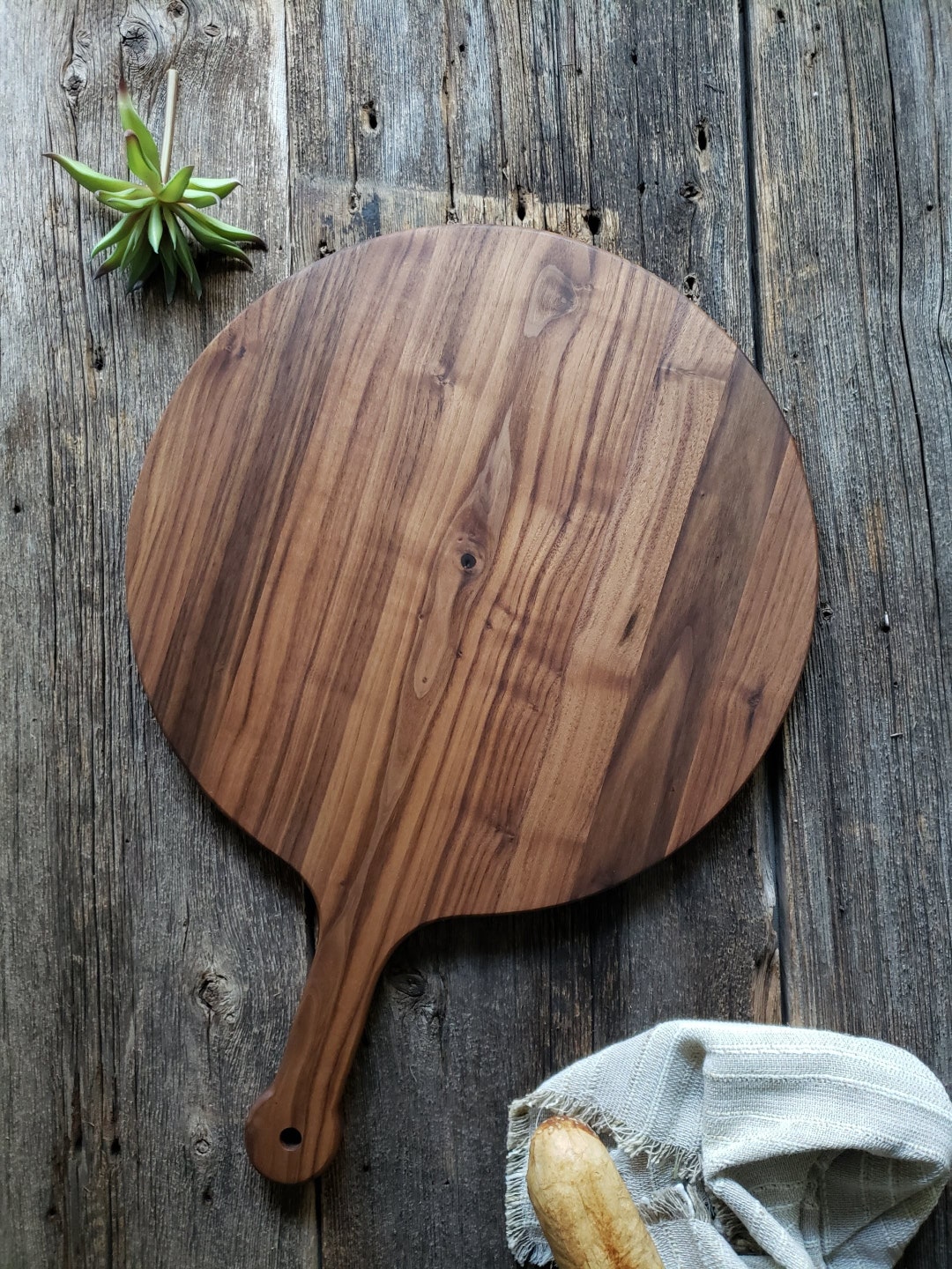 Large Pizza Paddle, 16 Inch Serving Board With Handle, Round, Walnut - Etsy