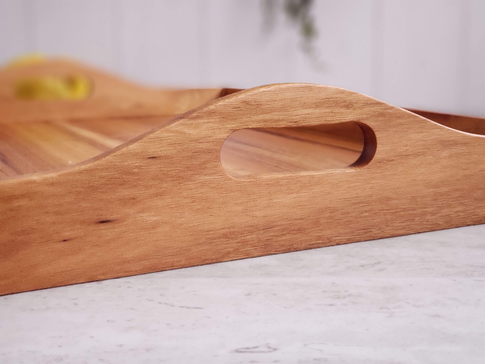 Large Wood Serving Tray With Handles Ottoman Tray | Etsy