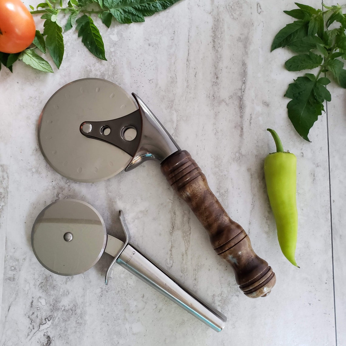 Large Pizza Wheel, Custom Wood Handle, Pizza Cutter, Roller Blade ...