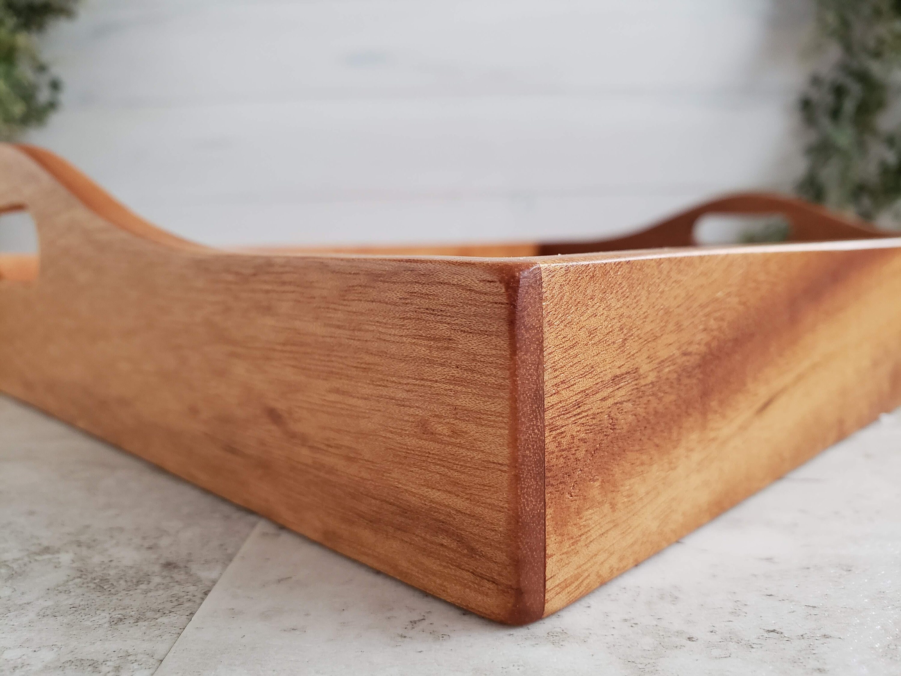 Large Wood Serving Tray With Handles Ottoman Tray - Etsy