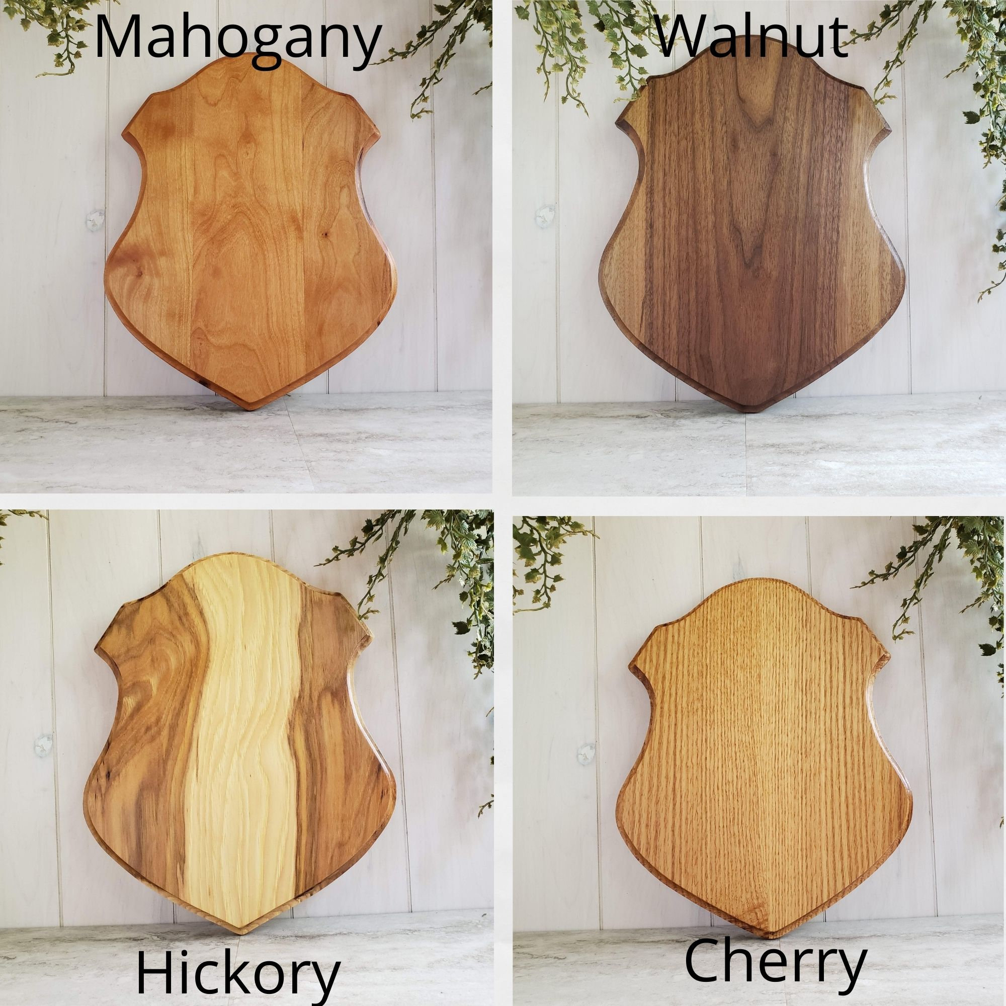 Handcrafted Wood Antler Mount Plaque: Walnut, Hickory, Cherry, Mahogany ...