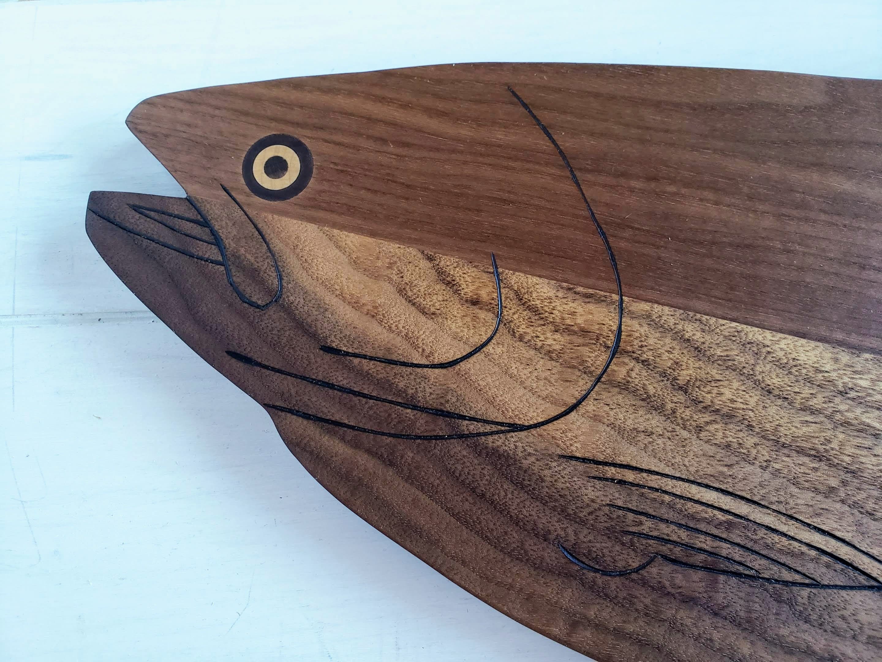 Serving Board Fish Shape Decor Walnut Long Charcuterie | Etsy