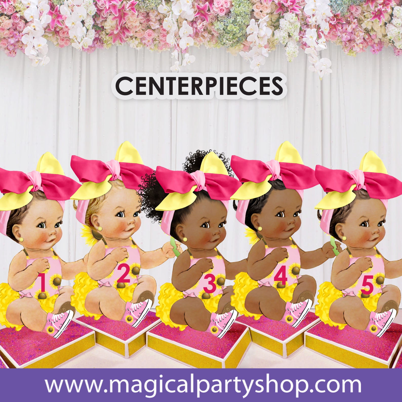 Baby Shower Centerpiece African Princess Sunflower Girl Vintage Baby ...