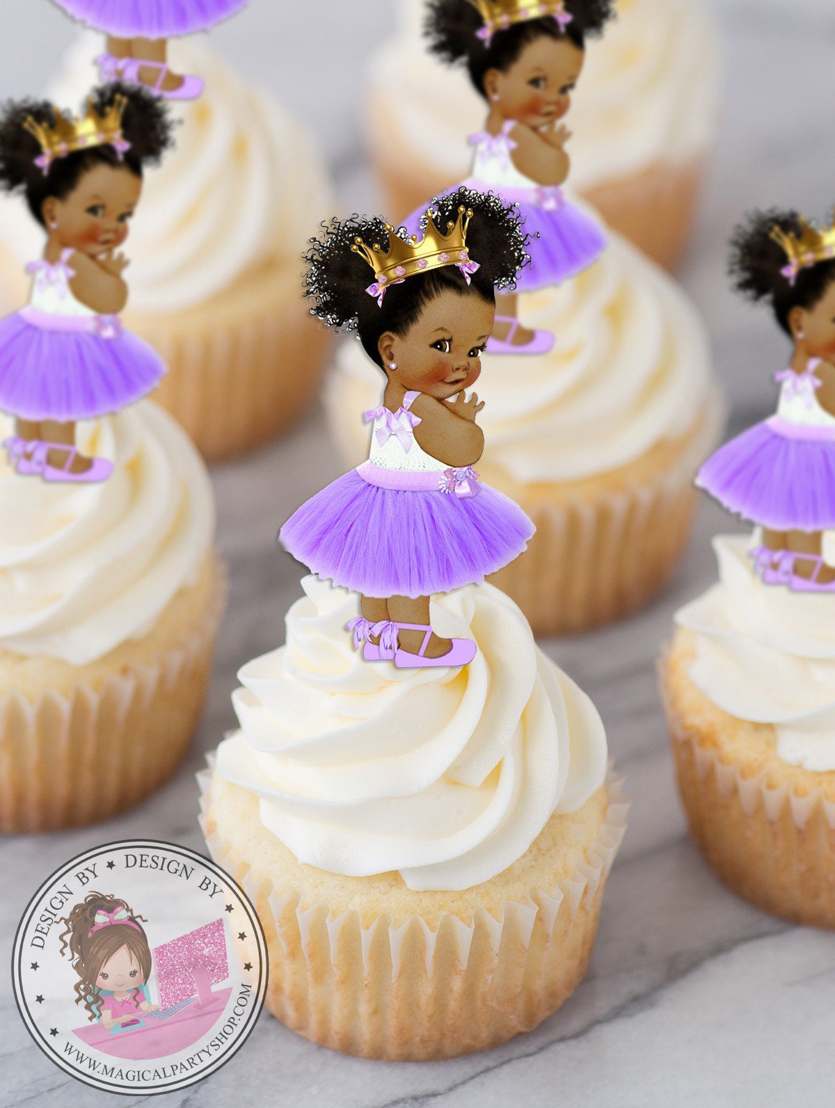 Vintage Purple Afro Baby Cupcake Toppers Princess Vintage Baby | Etsy