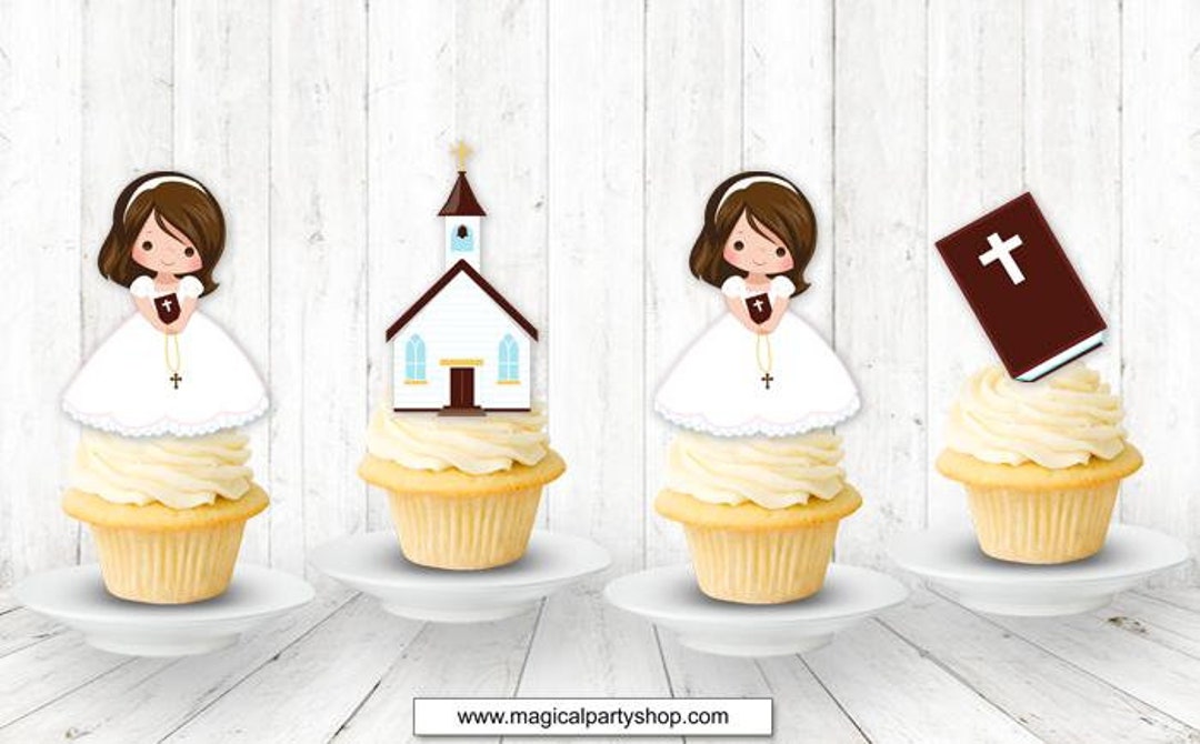 First Holy Communion Cupcake Toppers Girl Girls First Communion 1st ...