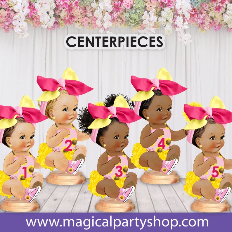 Baby Shower Centerpiece African Princess Sunflower Girl Vintage Baby ...