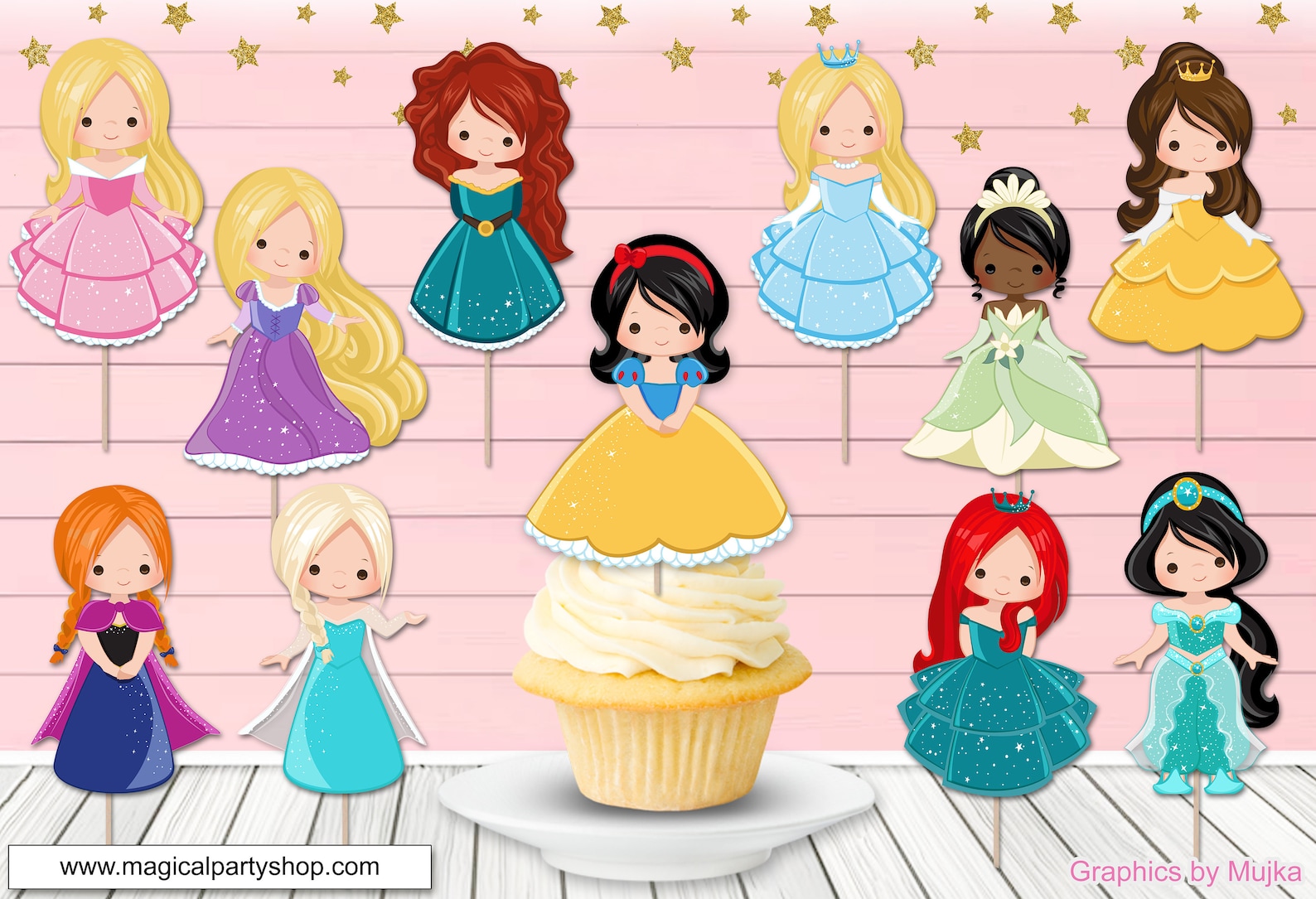 Princess Cupcake Toppers Disney Princess Inspired Cupcake Toppers ...