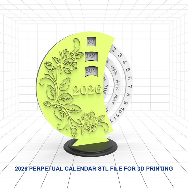 Perpetual Calendar 2026 3D Printer File STL, 2026 Desktop Calendar, 3D ...