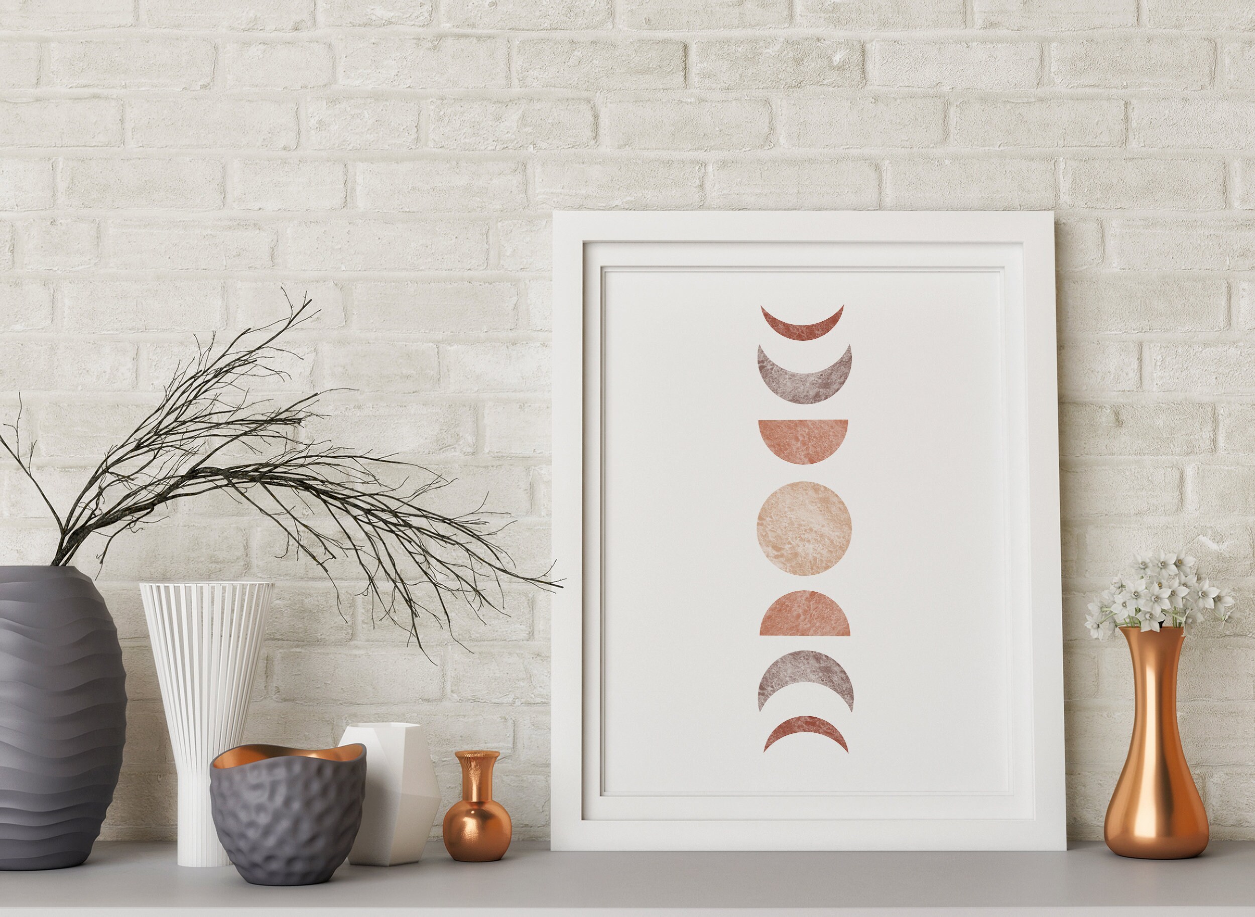 Moon Phases Print, Lunar Phases, Phases of the Moon, Moon Wall Hanging ...