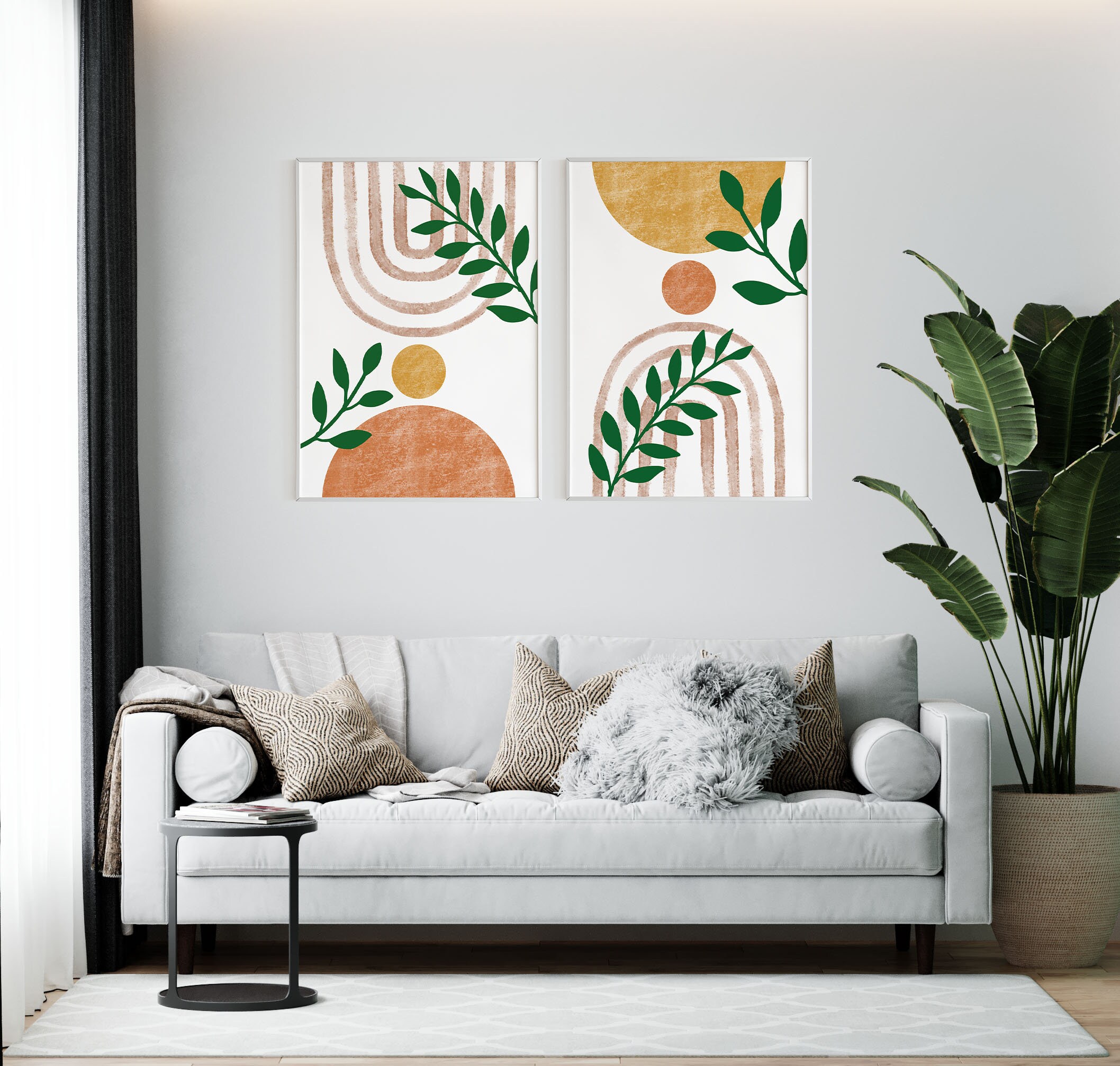 Boho Print Set of 2 Terracotta Wall Art Abstract Landscape | Etsy