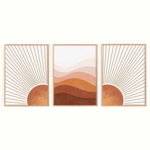 Boho Print Set of 3 Mid Century Modern Art Boho Wall Decor | Etsy