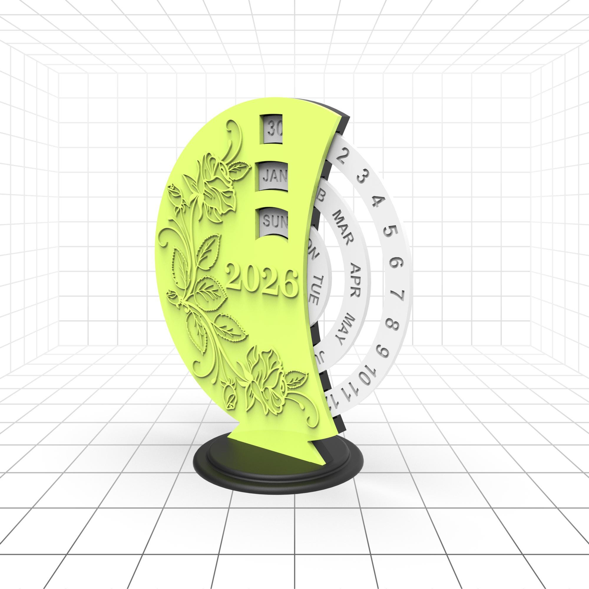 Perpetual Calendar 2026 3D Printer File STL, 2026 Desktop Calendar, 3D ...