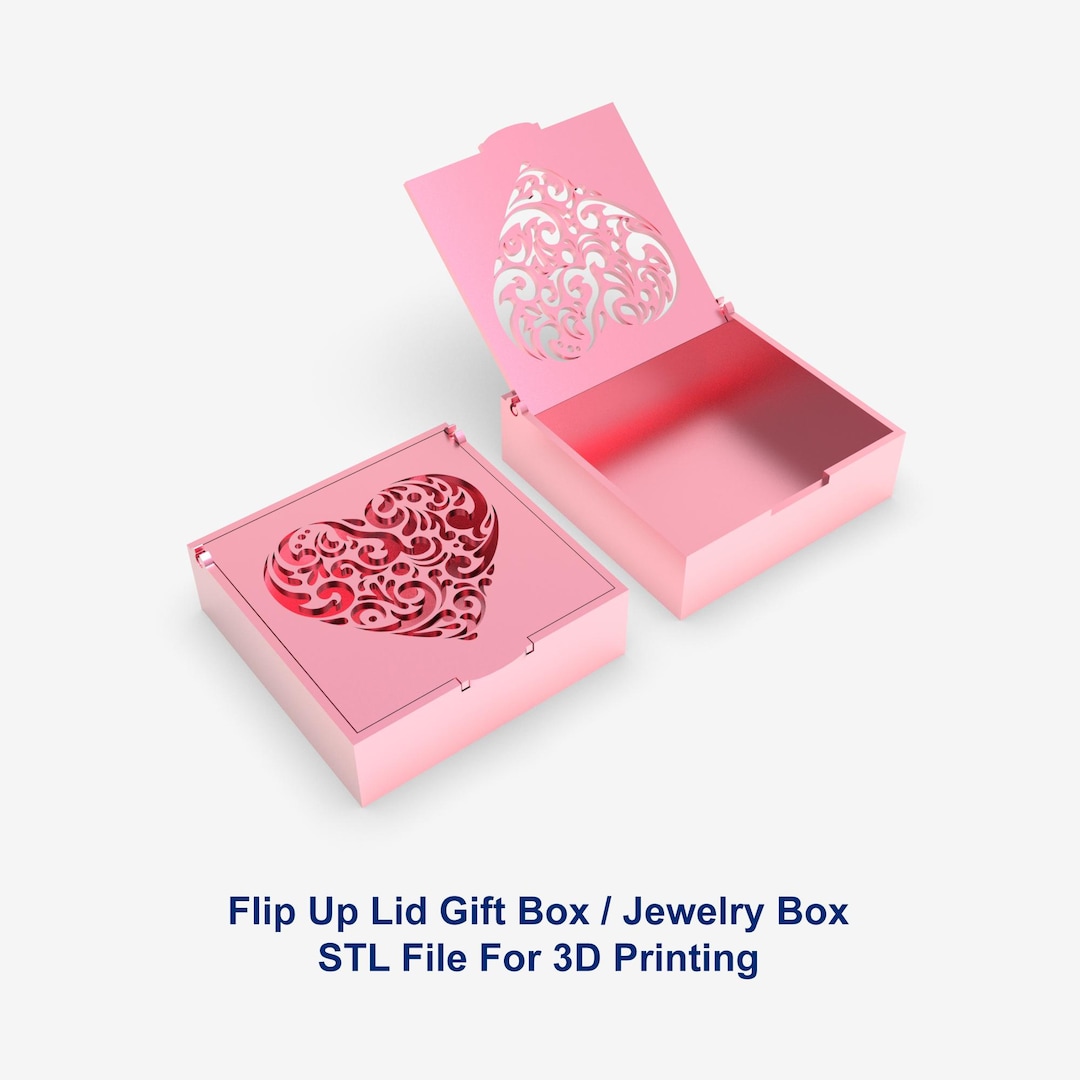 Gift Box, Jewelry Box 3D Printer File STL File, Flip up Lid Box 3D ...