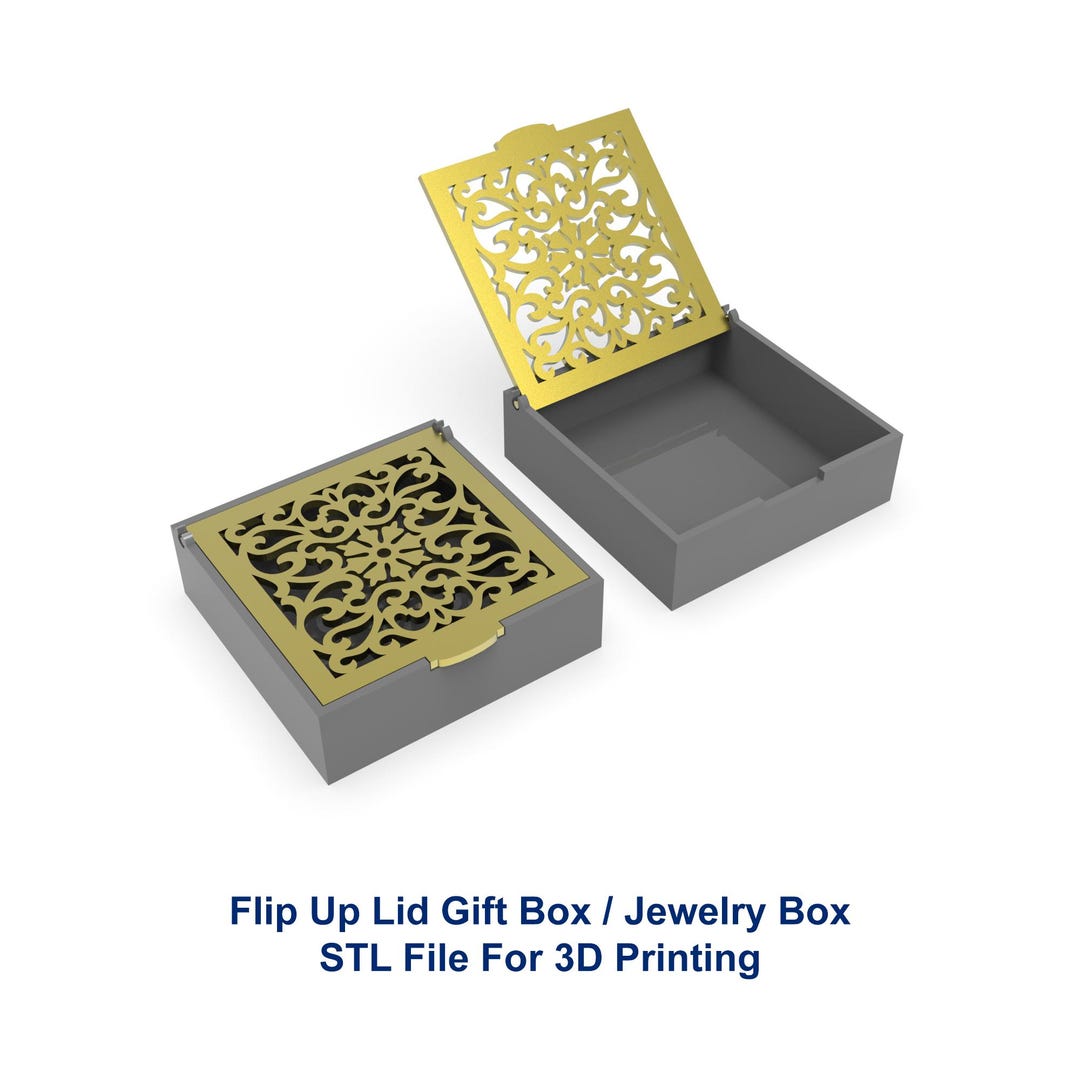 Gift Box, Jewelry Box 3D Printer File STL File, Flip up Lid Box 3D ...