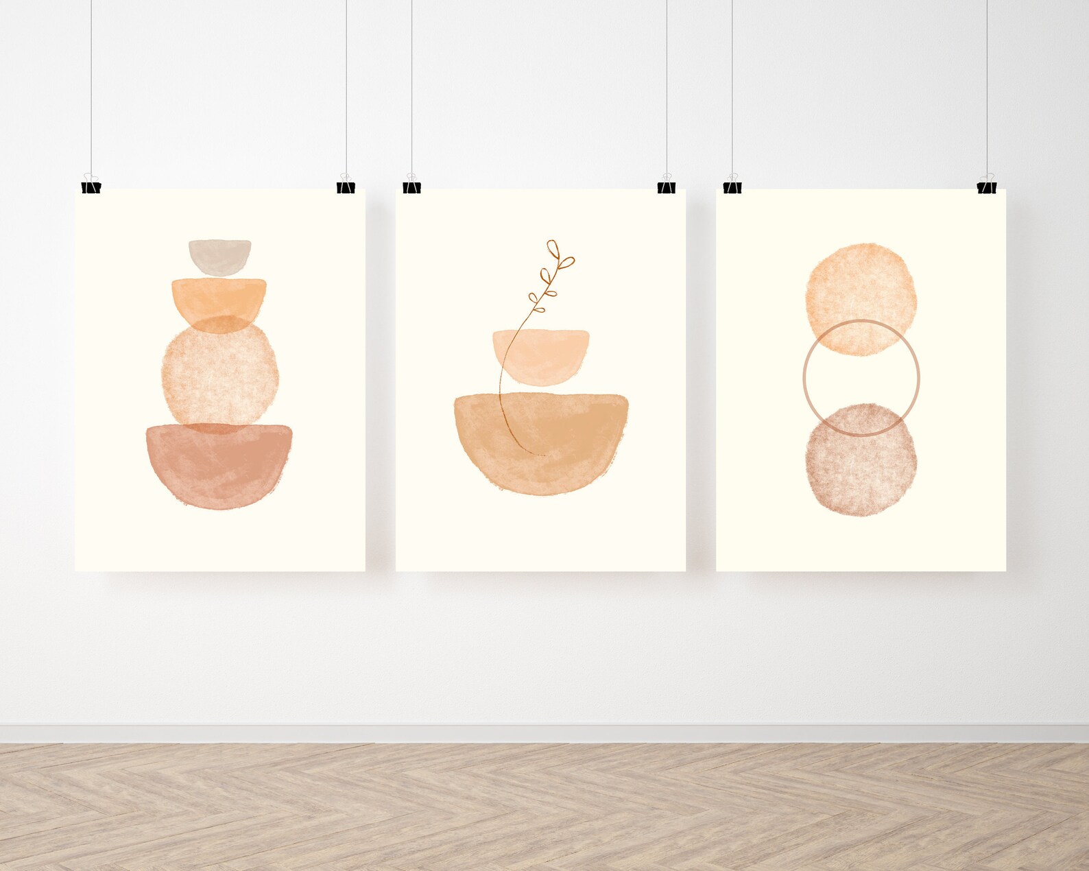 Boho Print Set of 3 Terracotta Wall Art Abstract Landscape - Etsy
