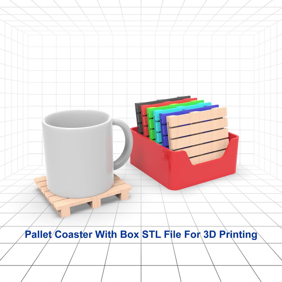 Coaster STL File for 3d Printer, Pallet Coaster With Box 3D Print File ...