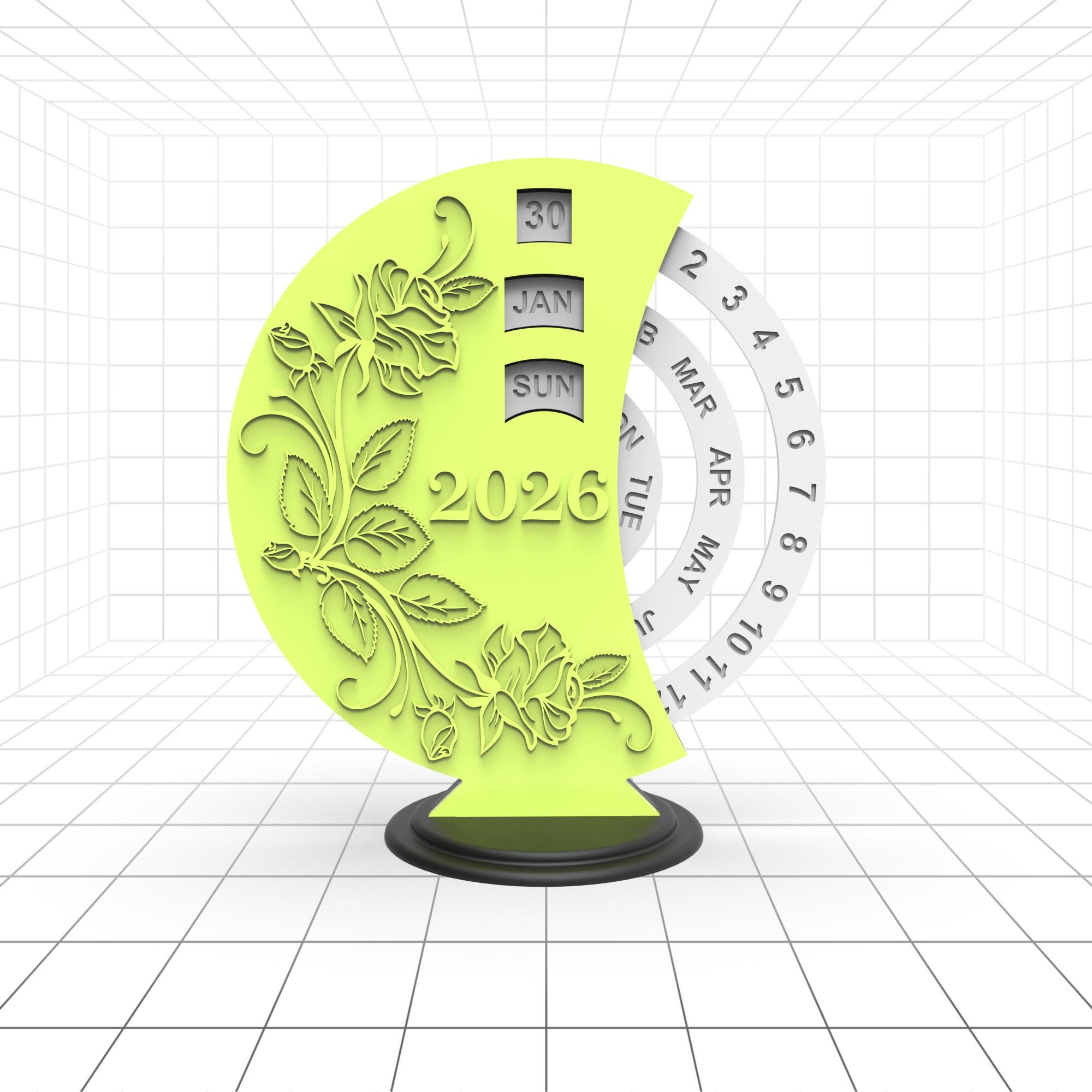 Perpetual Calendar 2026 3D Printer File STL, 2026 Desktop Calendar, 3D ...