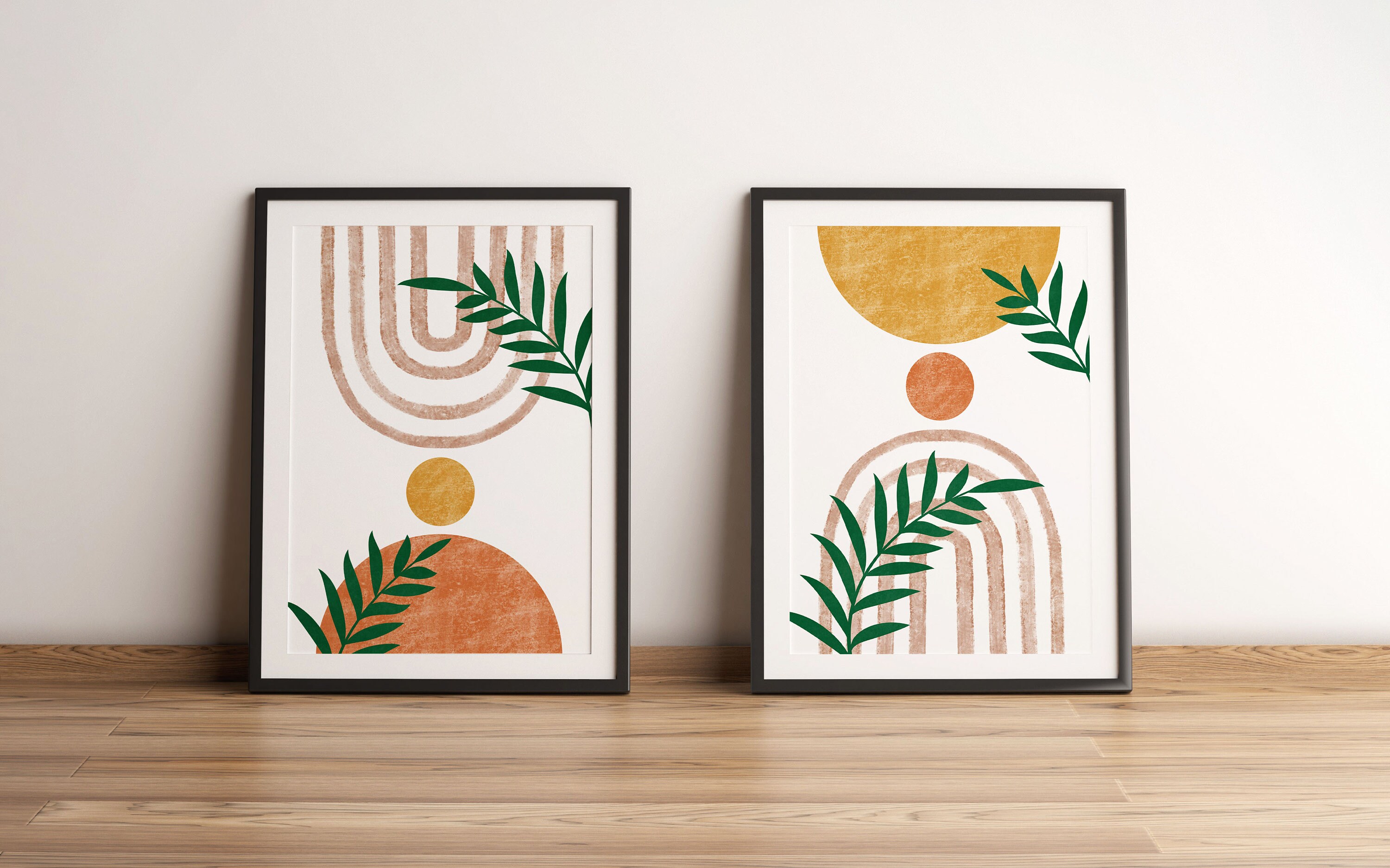 Boho Print Set of 2 Terracotta Wall Art Abstract Landscape | Etsy