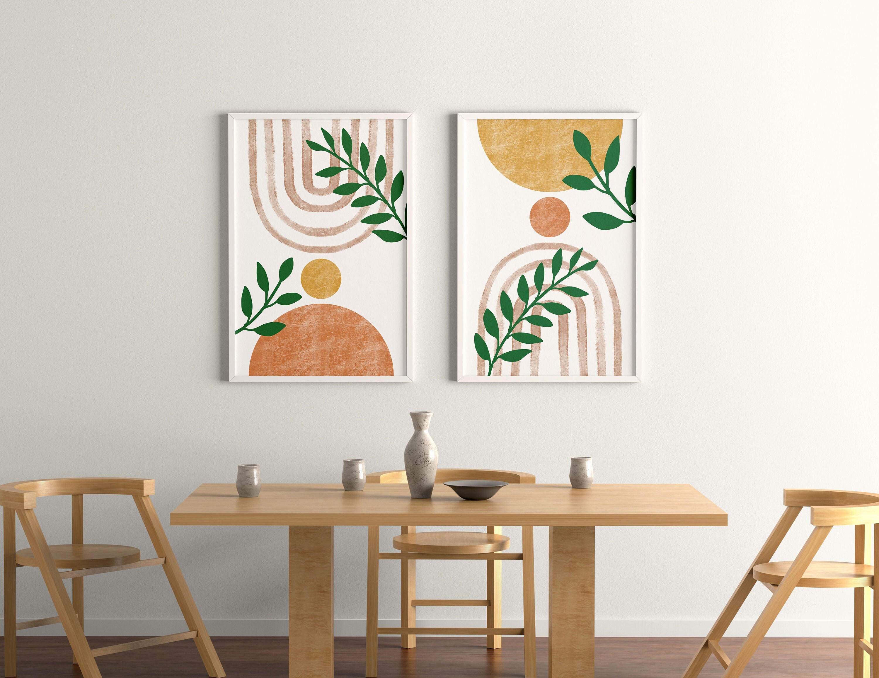 Boho Print Set of 2 Terracotta Wall Art Abstract Landscape | Etsy