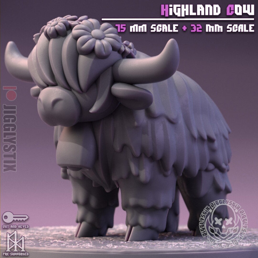 Baby Highland Cow | 3D Printed | Resin Figure | Animal | Cute | Mini ...