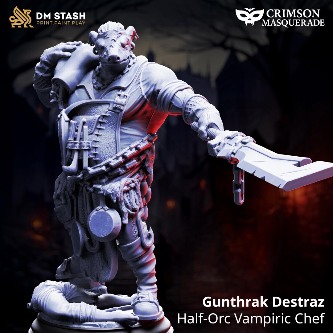 Gunthrak Destraz – Half-orc Vampiric Chef | 3D Printed | Dungeons and ...