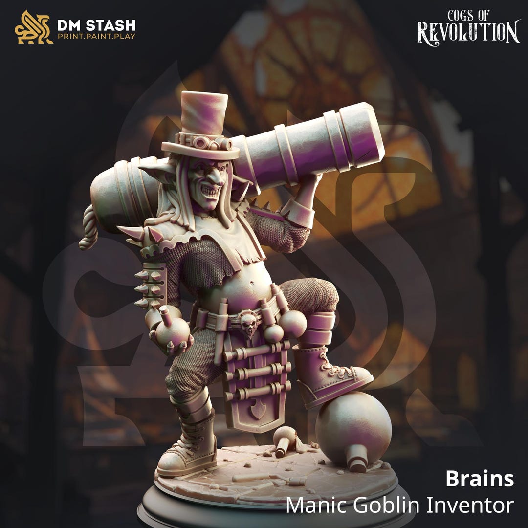 Brains, Manic Goblin Inventor 3D Printed Dungeons and Dragons Mini Dnd Miniature Fantasy DM ...