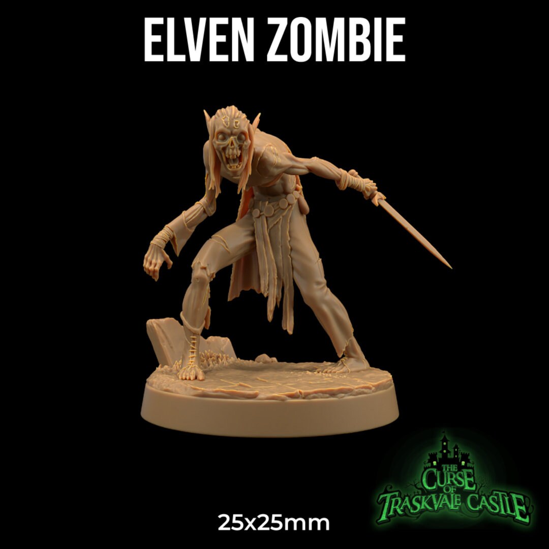 Elven Zombie 3D Printed Dungeons and Dragons Undead Ranger Mini Dnd ...