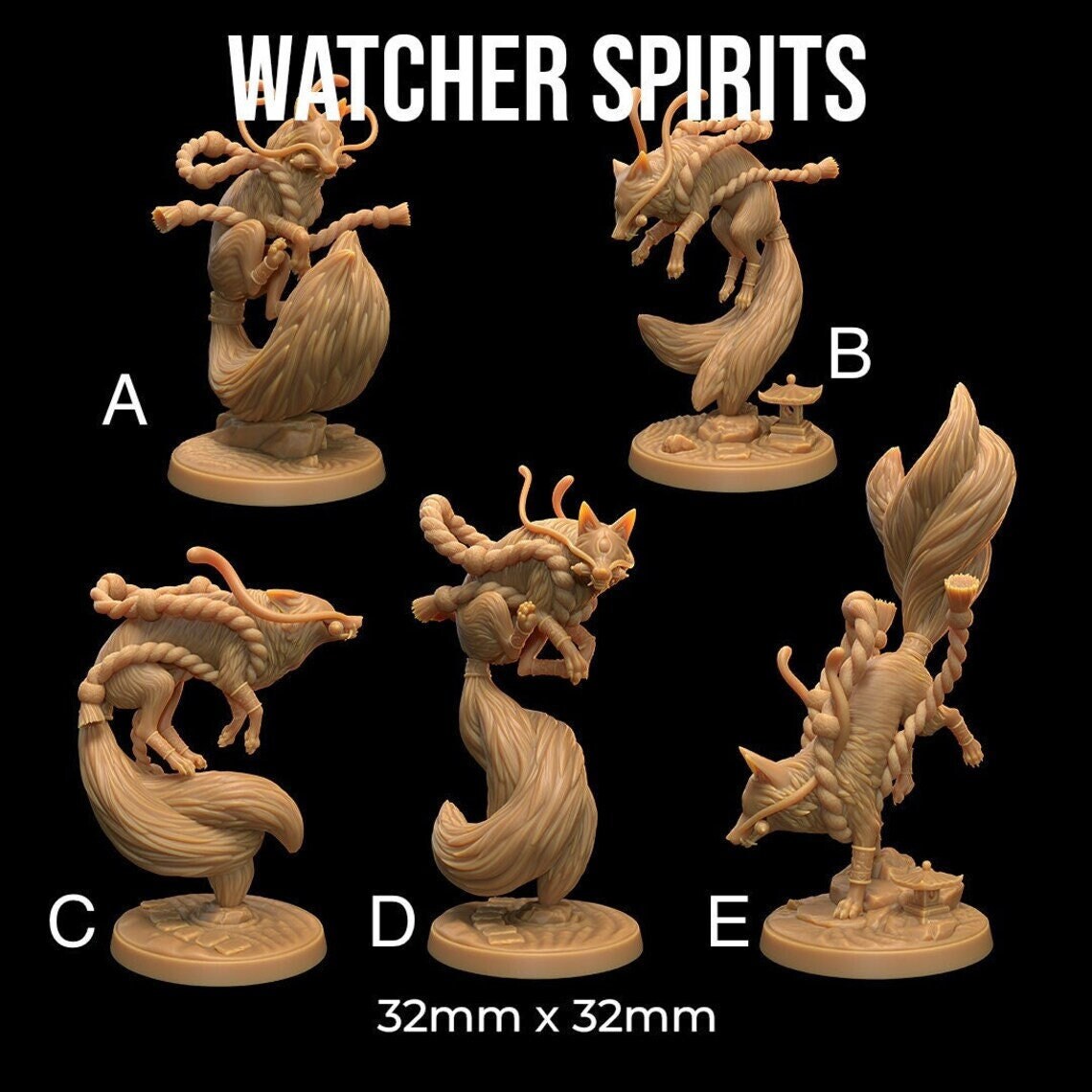 Watcher Spirits | 3D Printed | Dungeons and Dragons | Kitsune | Fox ...