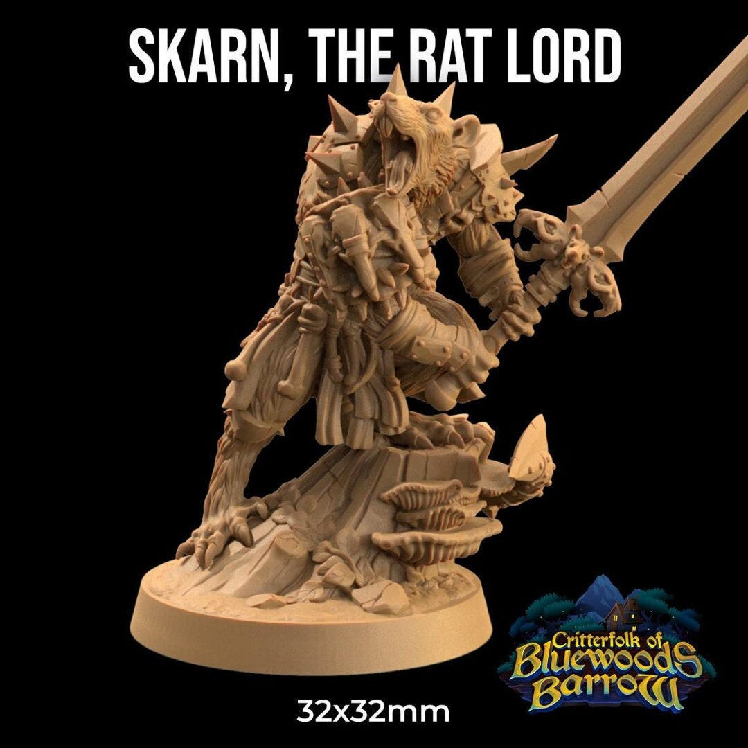 Skarn the Rat Lord | 3D Printed | Dungeons and Dragons | Beast | Mini ...