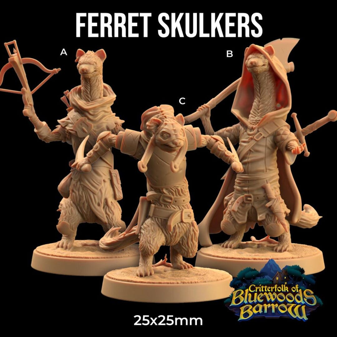 Ferret Skulkers 3D Printed Dungeons and Dragons Beast Mini Dnd ...