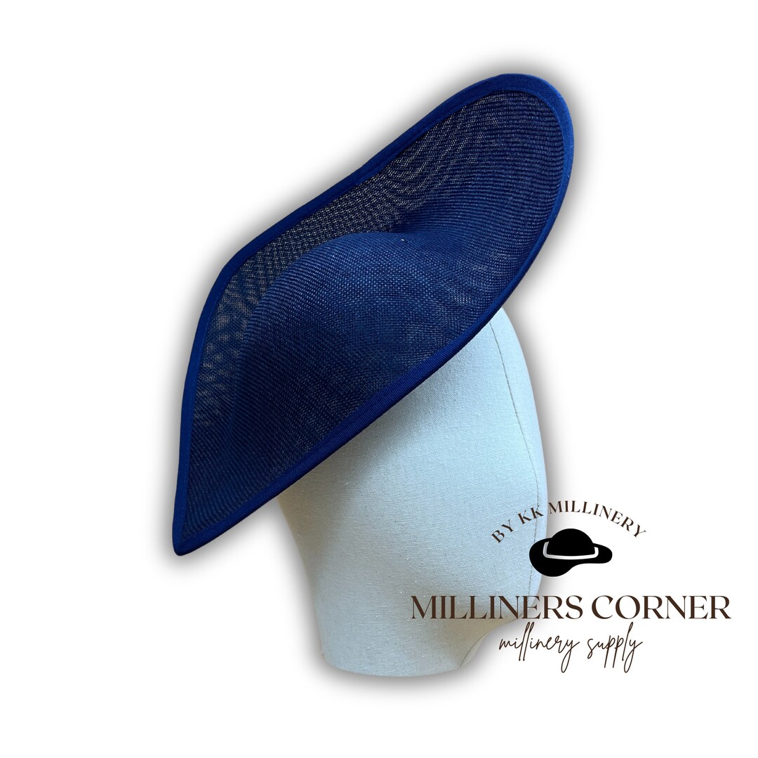 Small Pointed Saucer Buckram Fascinator Hat Base for Millinery Navy ...