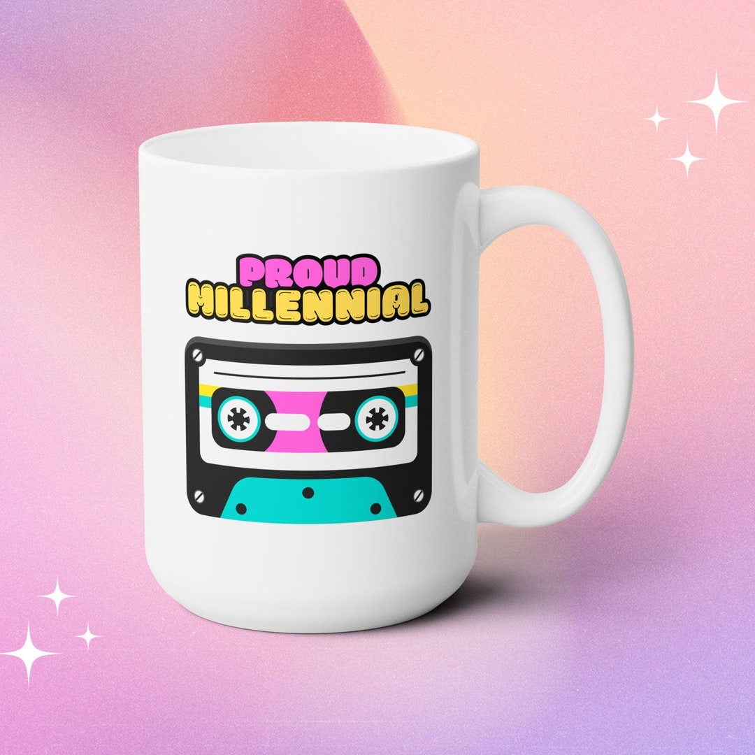 Proud Millennial Cassette Tape 90s Large Mug Retro Kitchen Decor Early ...