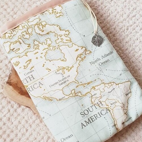 Adjustable Book Cover World Map Book Sleeve Book Pouch | Etsy