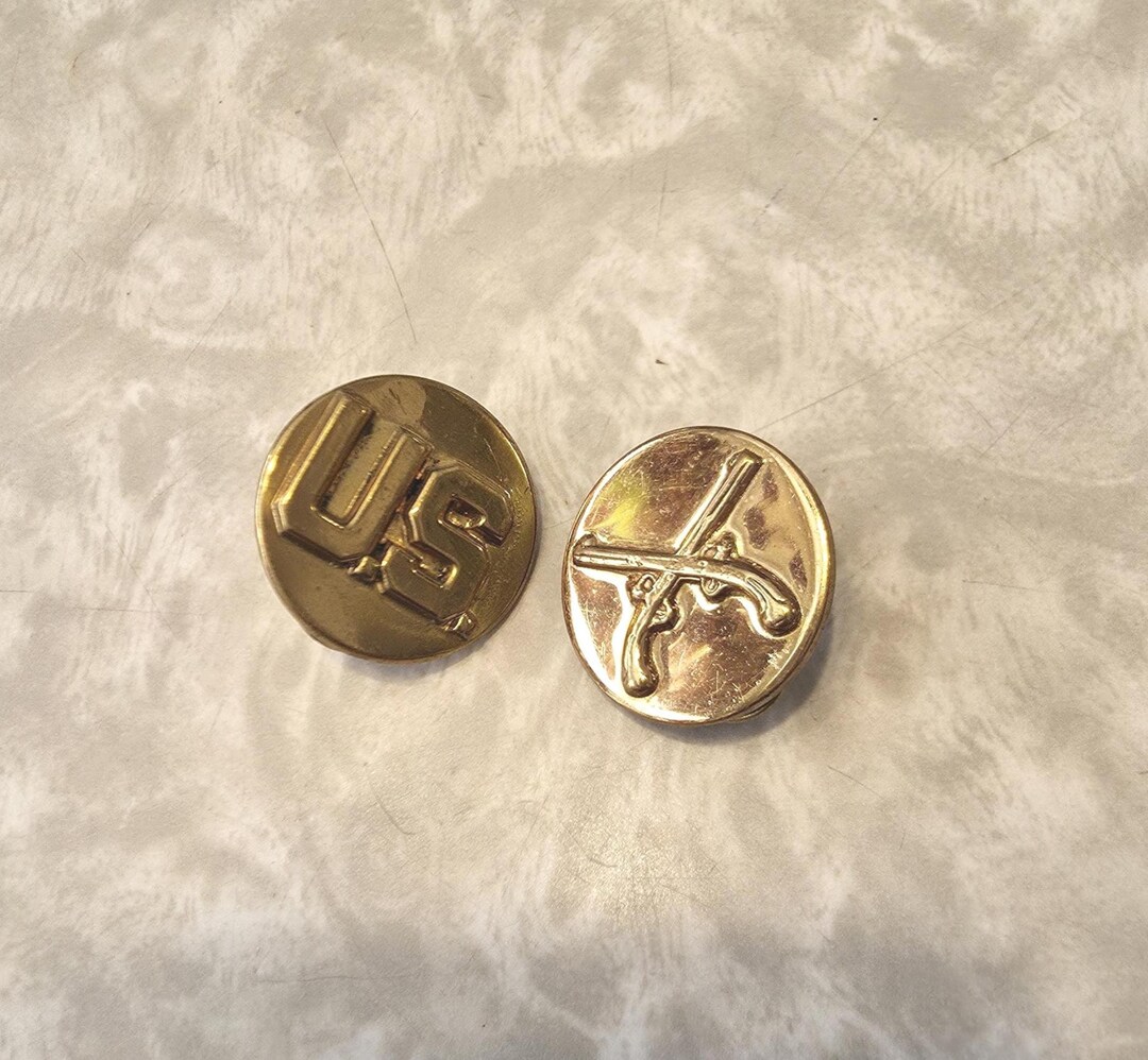 Gold Tone Military Civil War Tack Pins 1-inch Round U.S. and Crossed ...