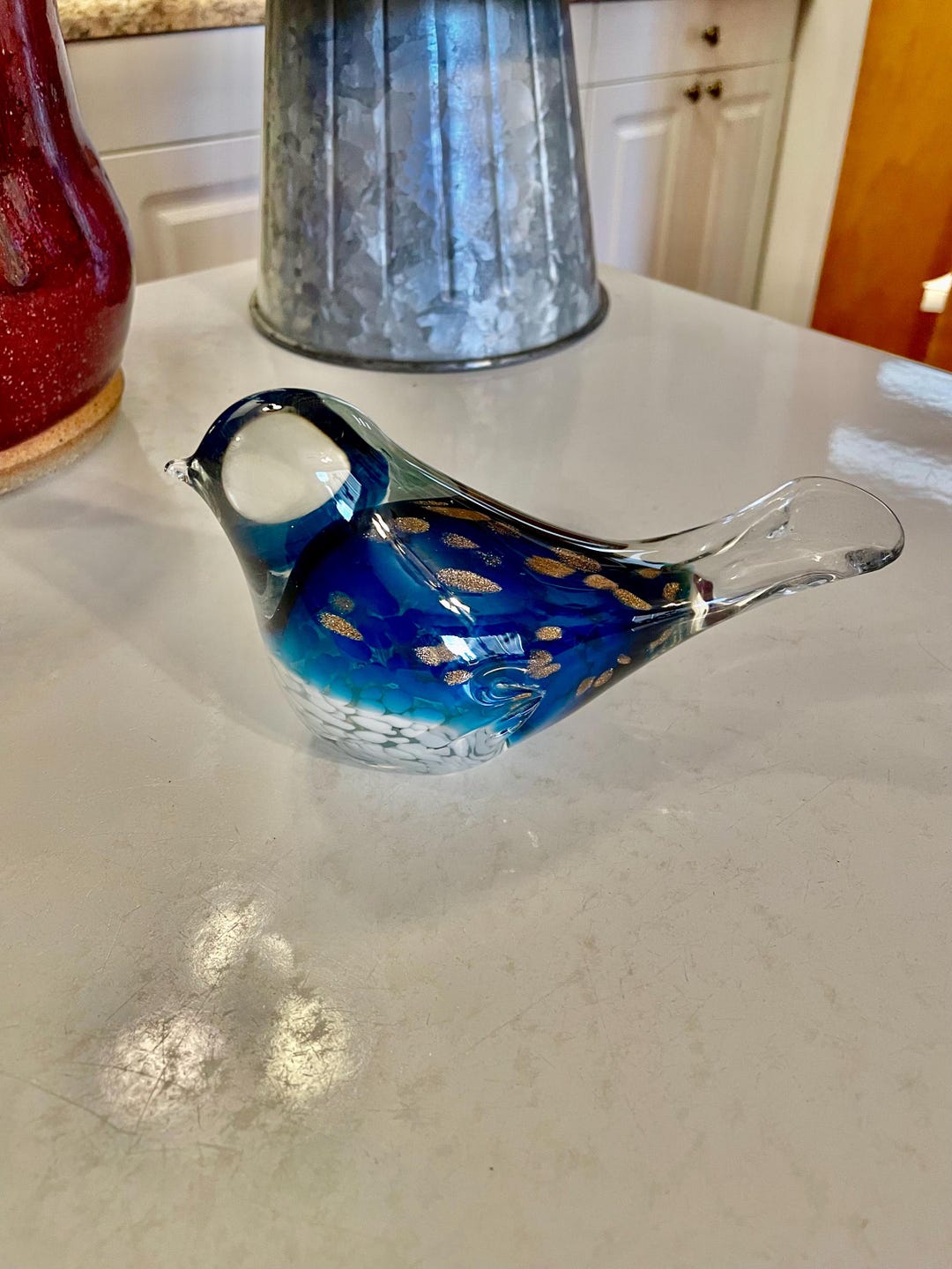 Glass Blue Bird Gold Flecked Wings Clear Tail Paper Weight GANZ - Etsy