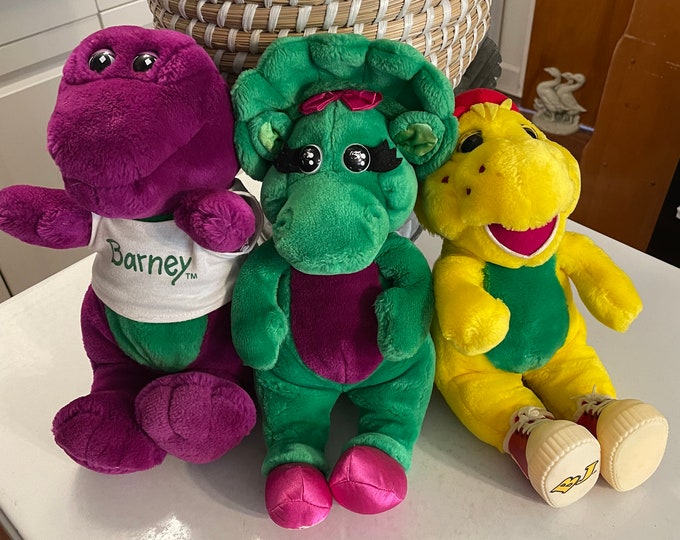 Barney the Purple Dinosaur Baby Bop and BJ Plush Trio 13-14 Inch Tall ...