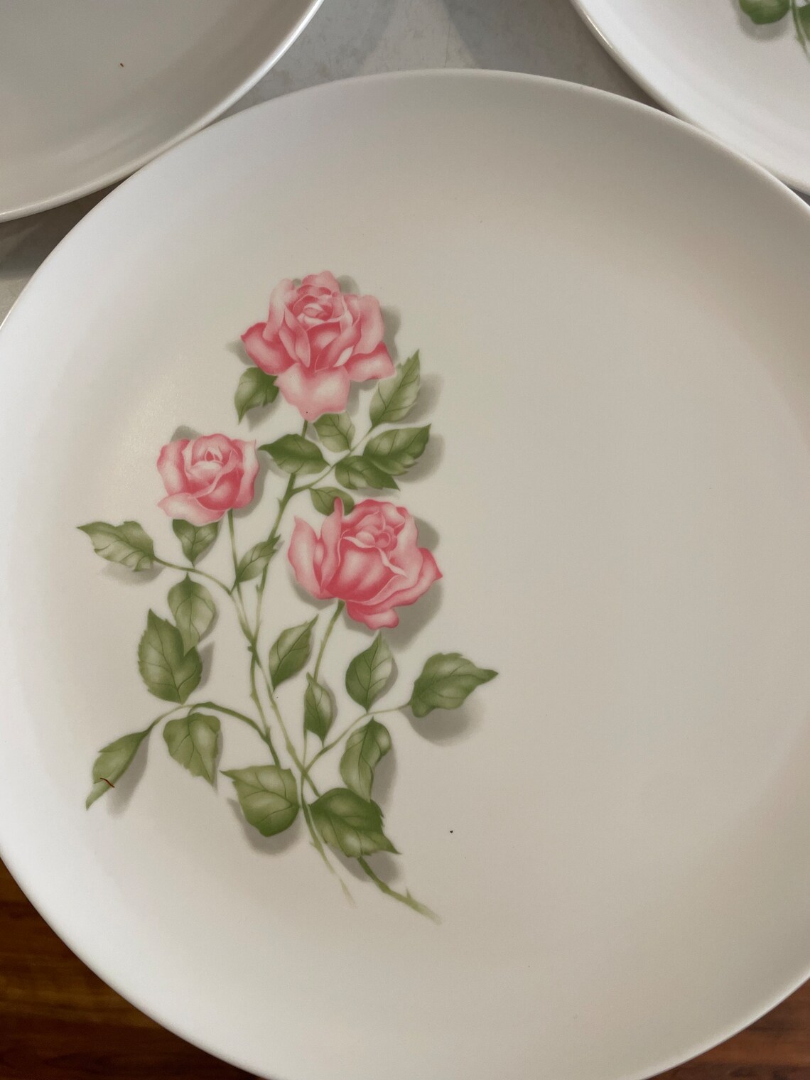 Vintage Oneida Melamine 10-inch Dinner Plates White With Pink Rose ...