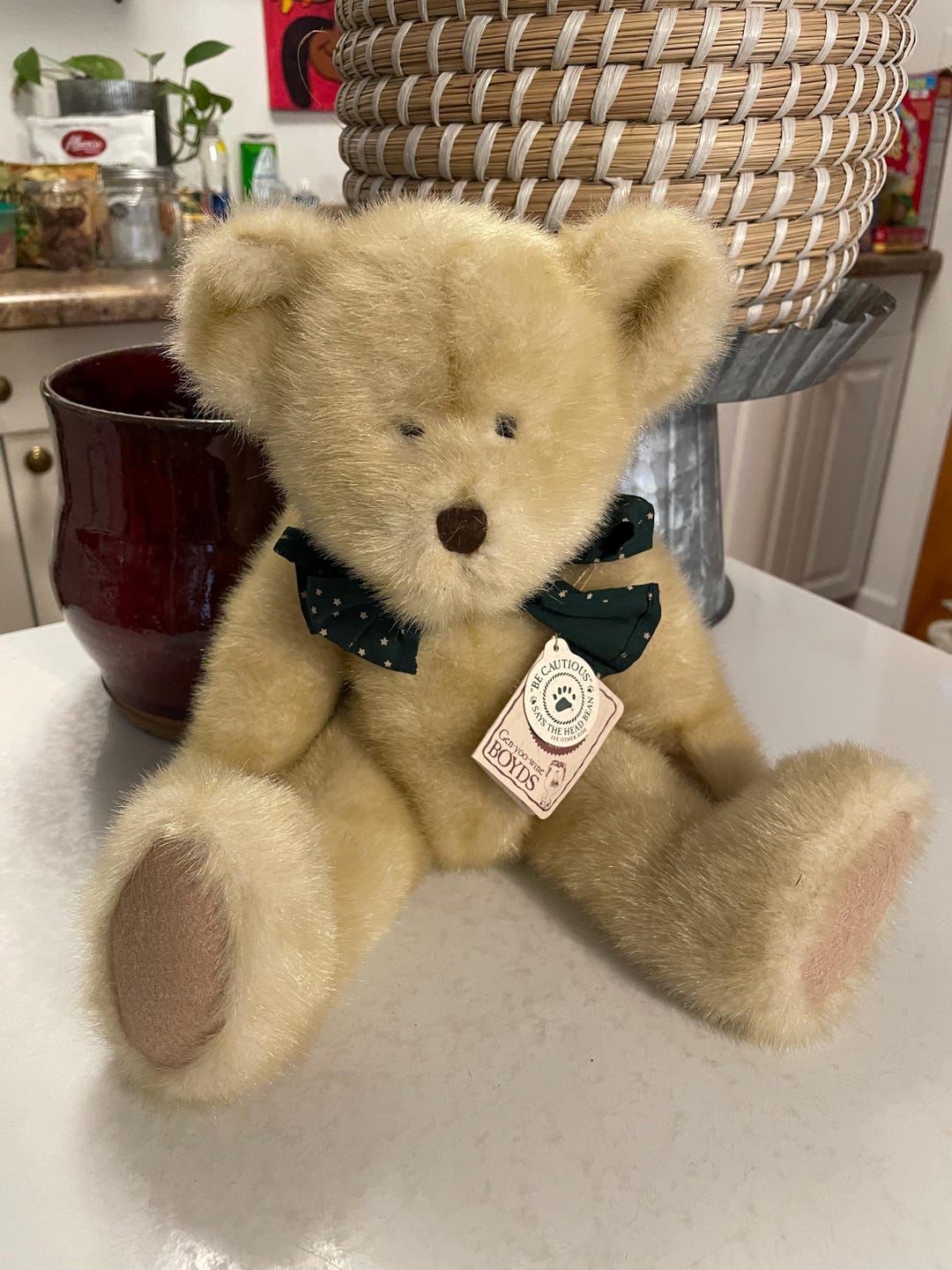 Boyds Bears "brinkley Bearsdale" 14-inch Light Brown Green Ribbon With ...