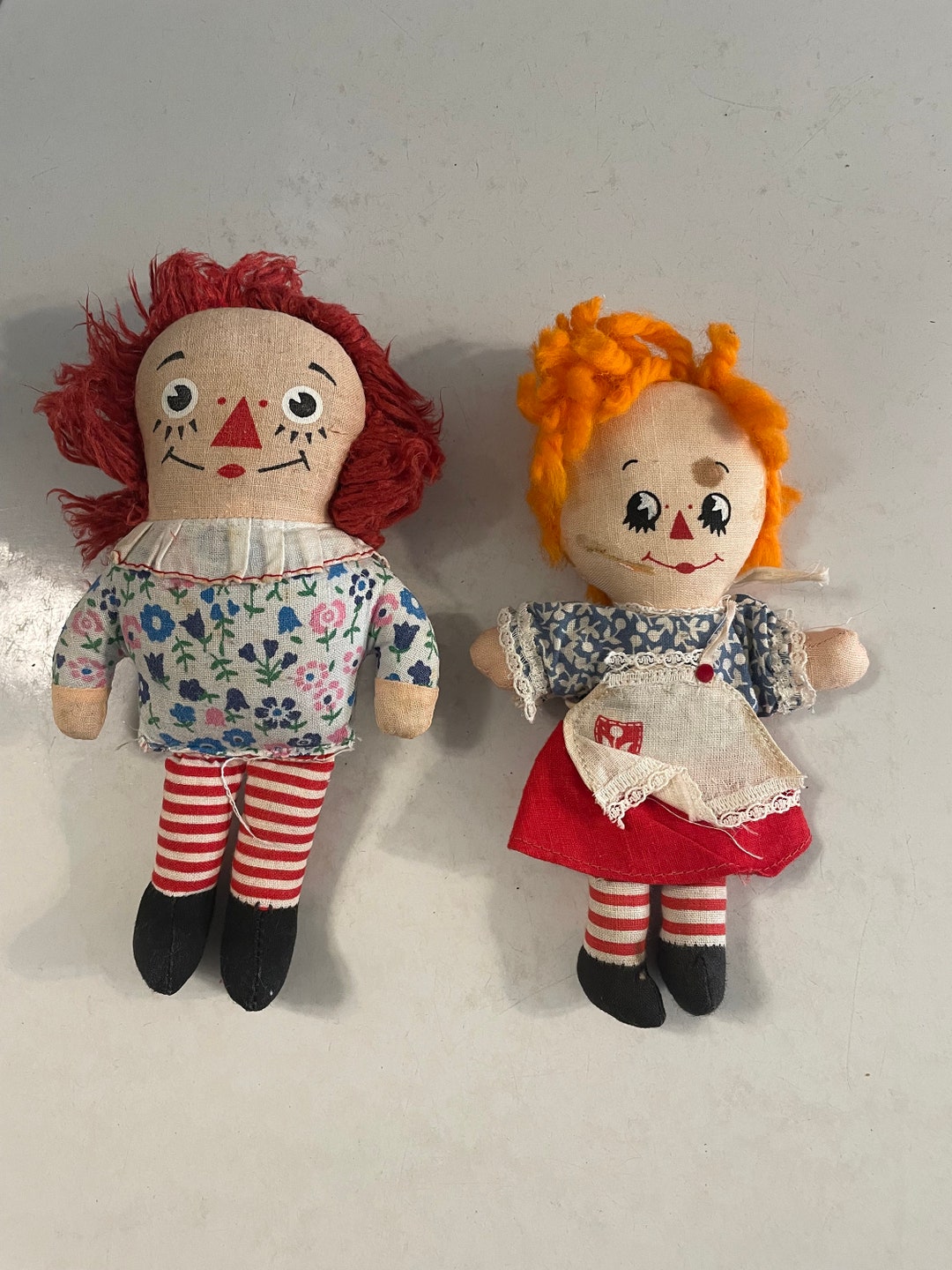 Well-loved Pair of 6-inch Raggedy Ann Dolls Knickerbocker Hallmark in ...