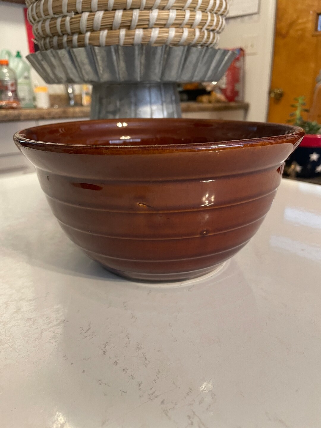 Mar-crest Oven-proof Stoneware Brown Mixing Bowl Ridged Sides 8-inch ...
