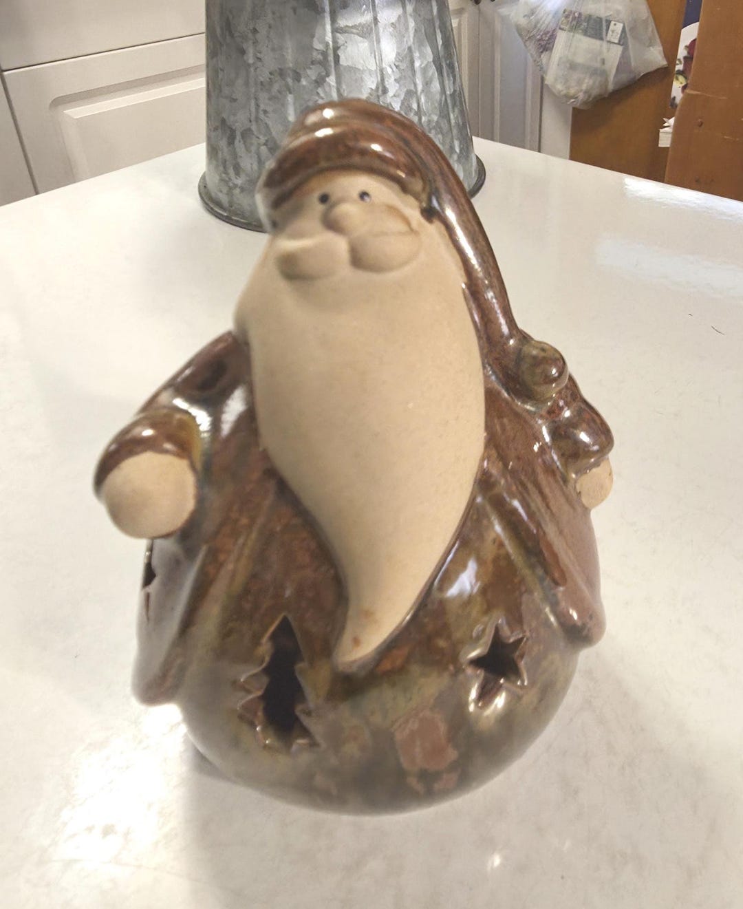 Glazed Pottery Santa Cut Outs for Tea Light 5.5 Inches Tall - Etsy