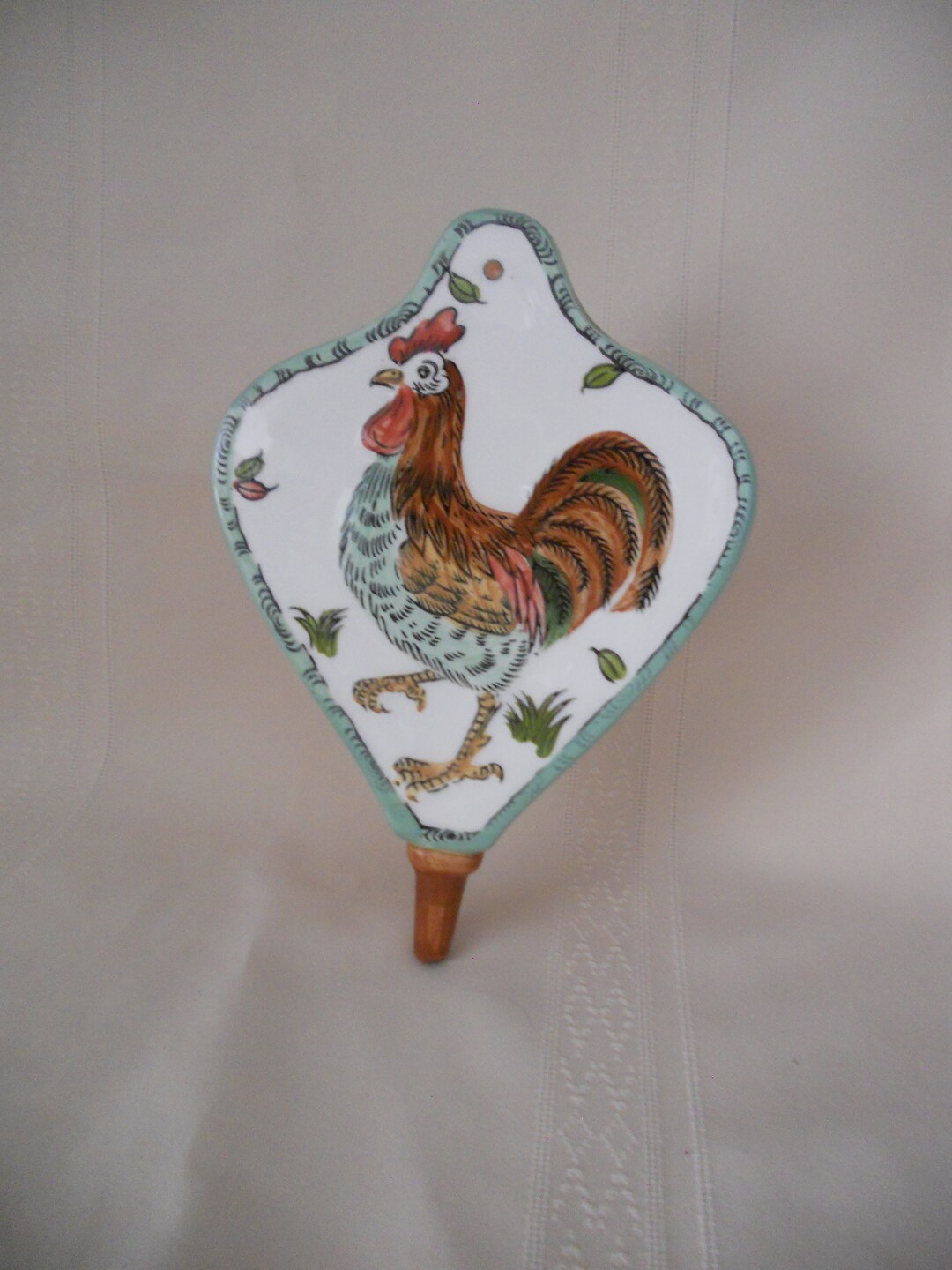 Lefton's Wall Pocket Chicken Design Pattern Shaped Like Bellow Green ...