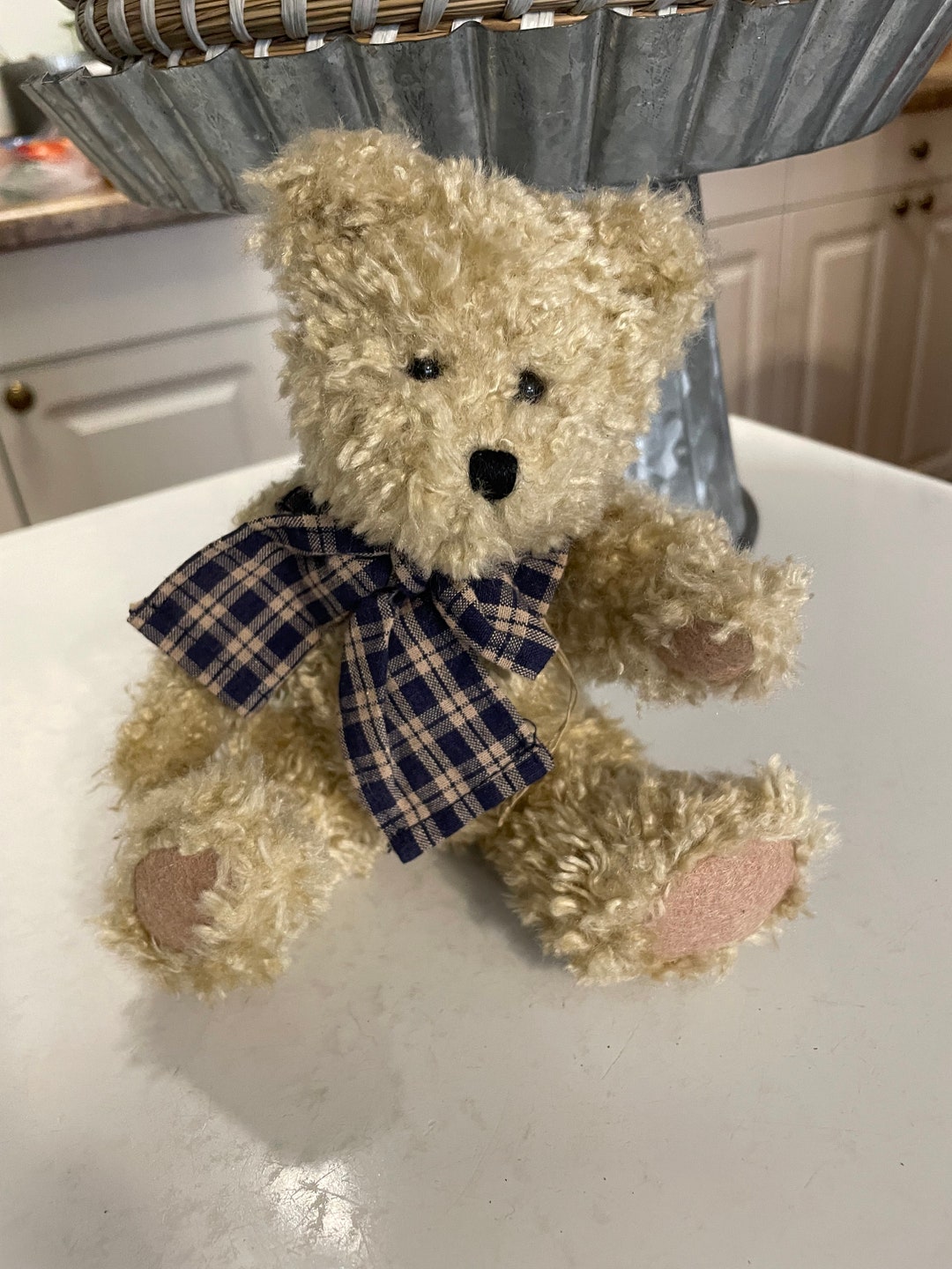 Boyd's Bear Brown 8-inch Fuzzy Teddy Bear Blue Plaid Ribbon - Etsy
