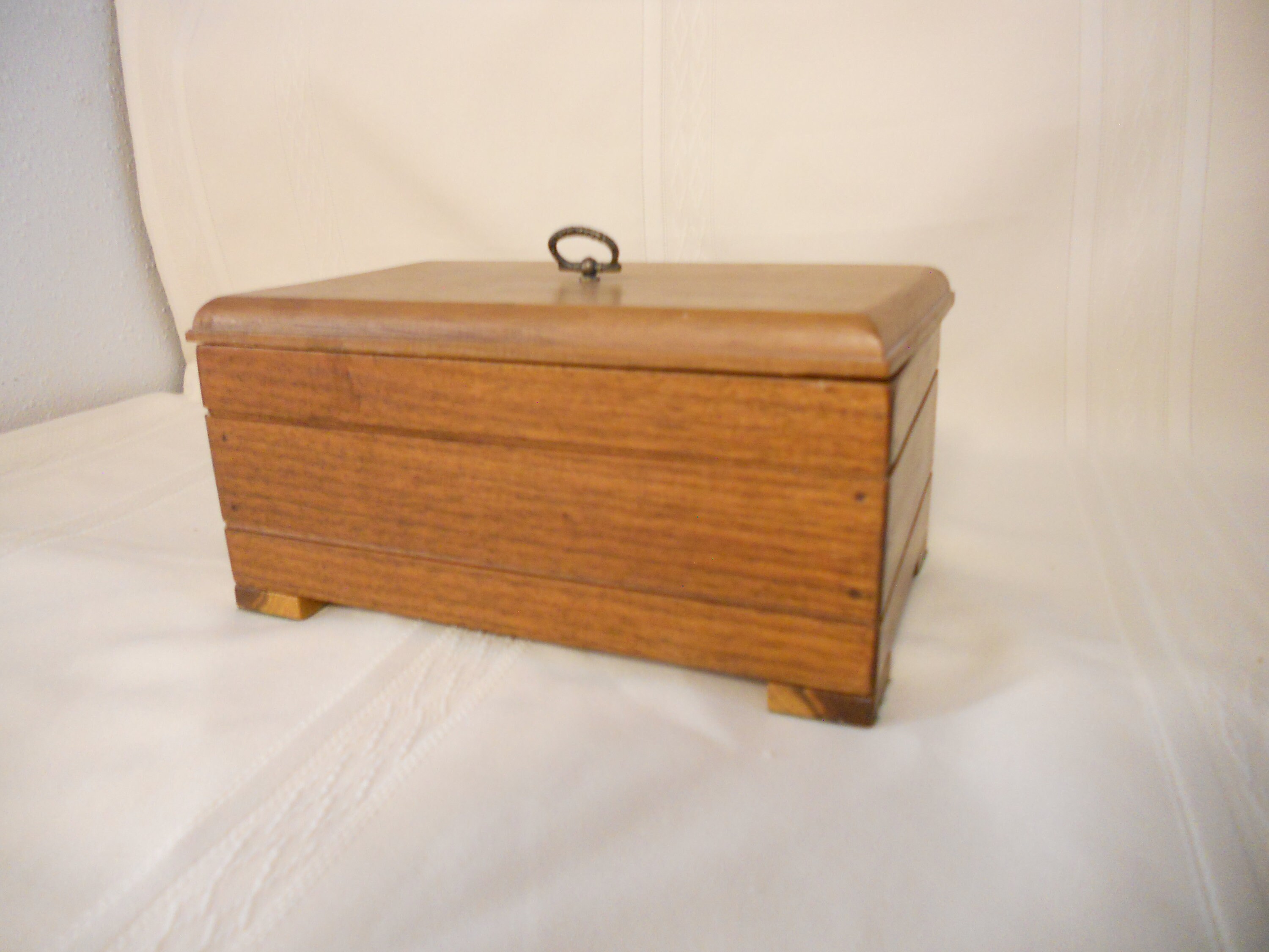 Hard Wood Rectangle Music Box With Handled Lid Plays Sound of - Etsy