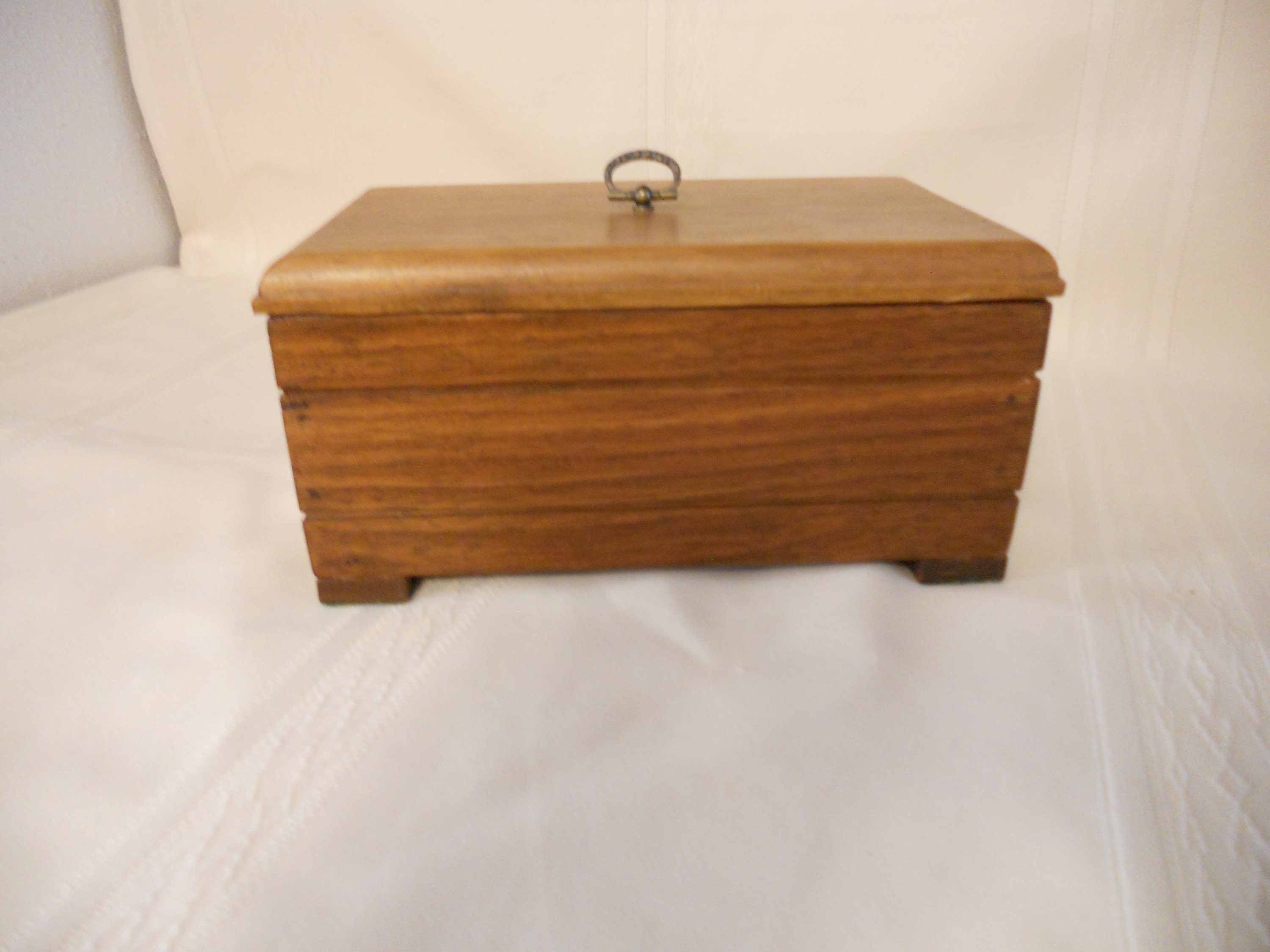 Hard Wood Rectangle Music Box With Handled Lid Plays Sound of - Etsy