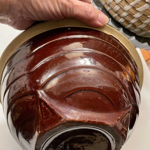 Vintage Brown Crock Stoneware Pottery Bowl Mixing Bowl 9-inch Diameter ...