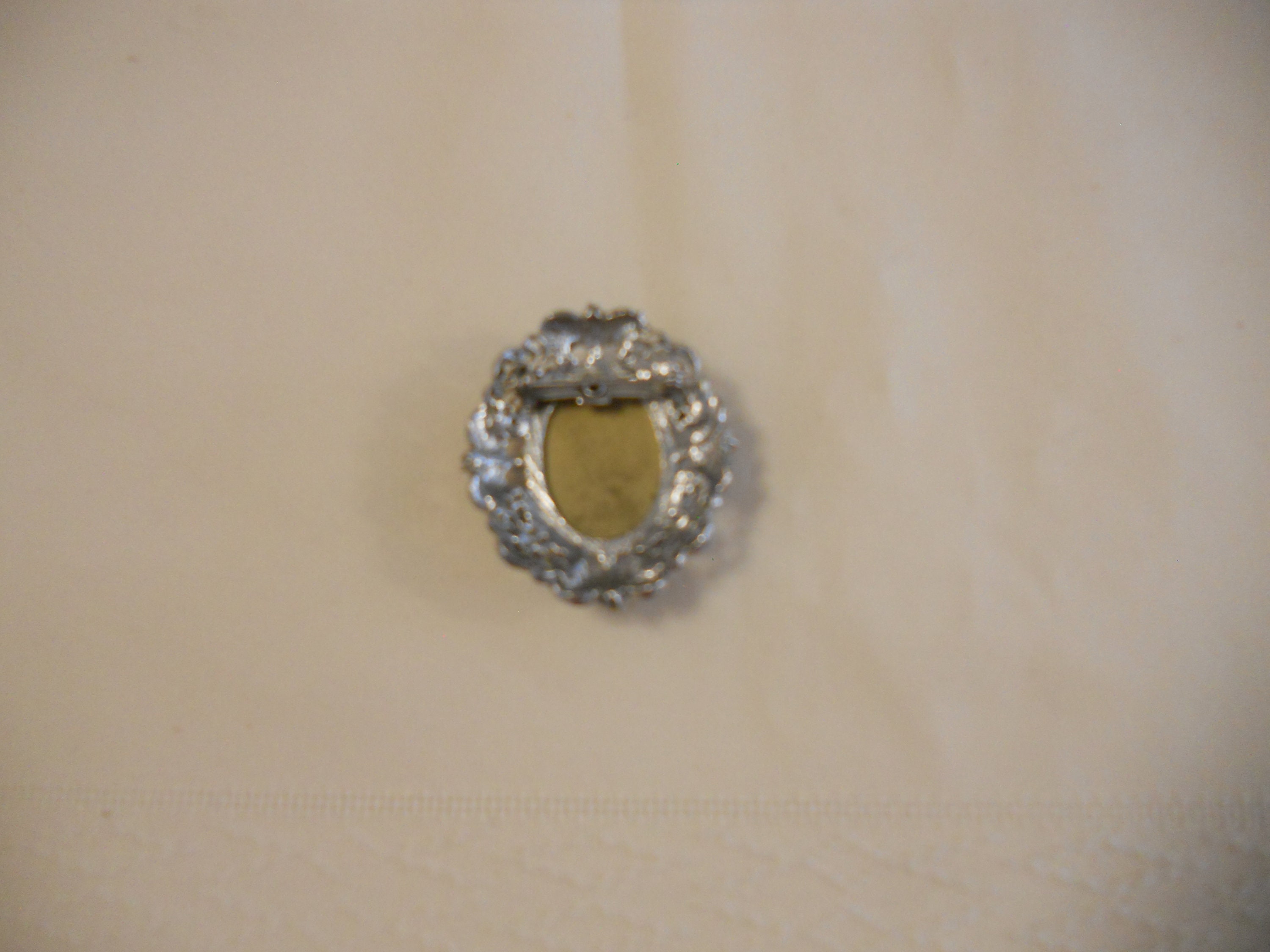 Vintage Silver Brooche with Blue Oval Faux Stone with Floral | Etsy