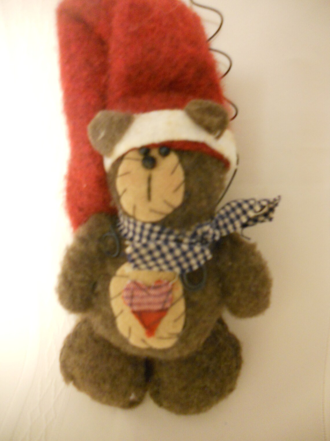 Brown Wool Feel Bear With Red Stocking Hat Christmas Ornament - Etsy