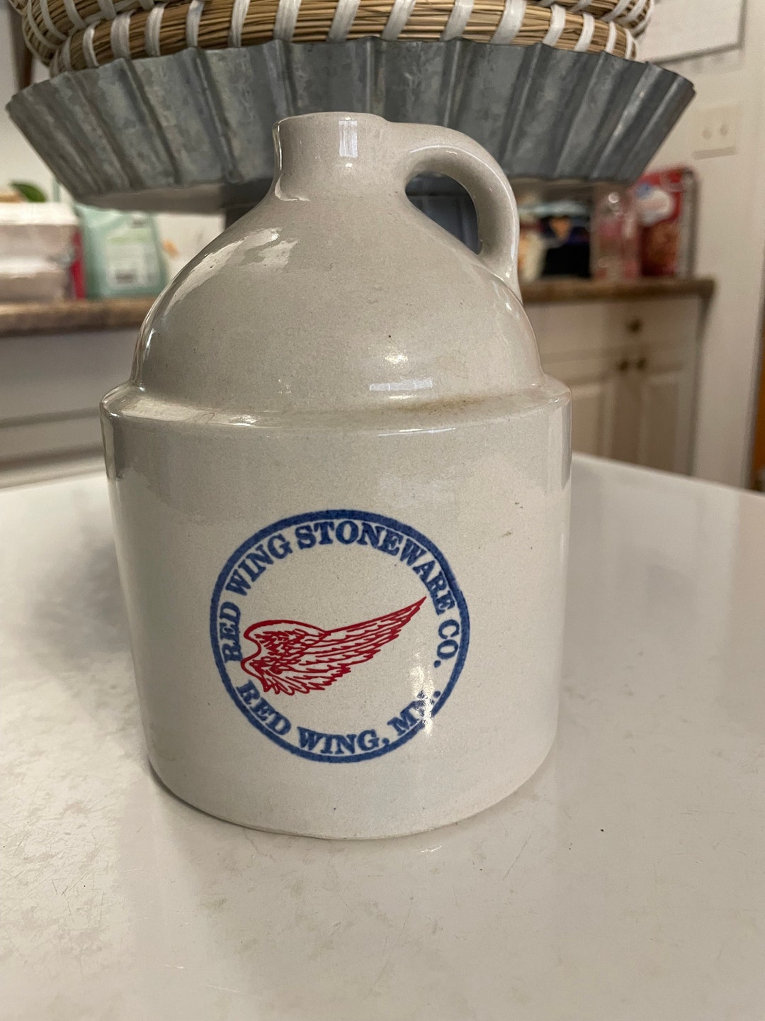 Red Wing White Stoneware Shoulder Jug Miniature 5.5-inch-tall Red Wing ...